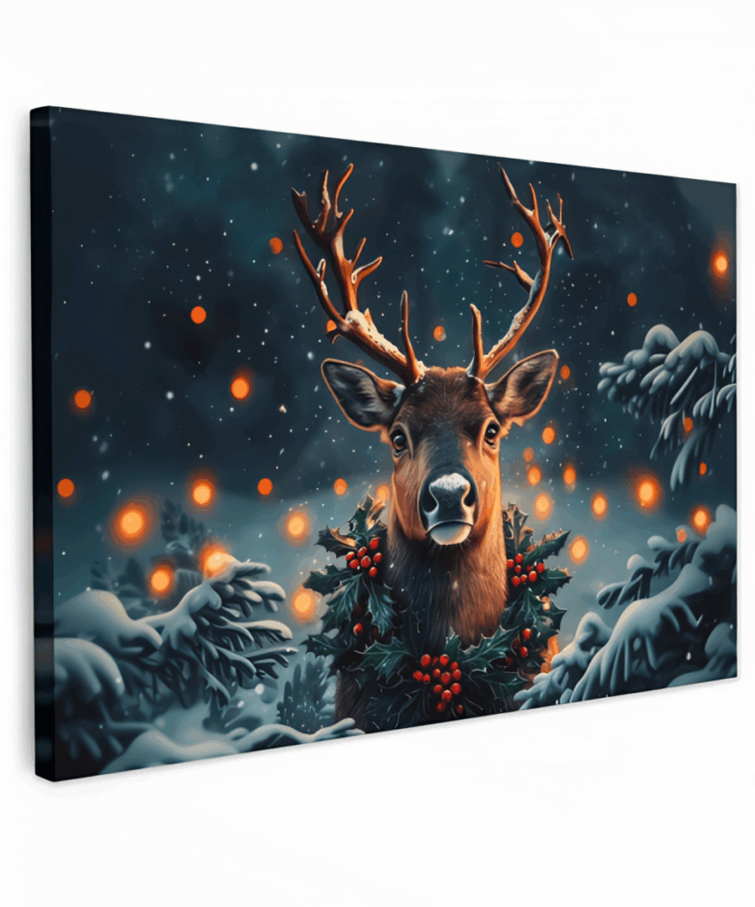Canvas Kerst Hert Sneeuw - Draw a Pet